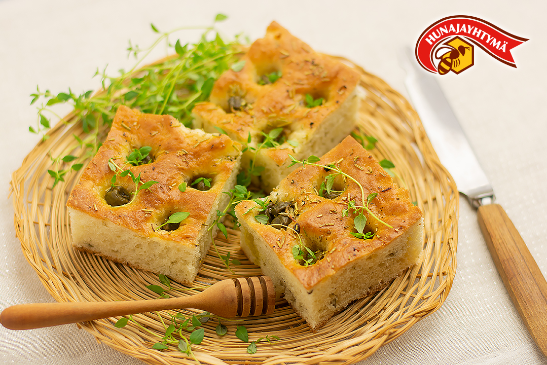 Hunaja-focaccia - Hunajayhtymä Oy - Katso helppo ohje tästä!